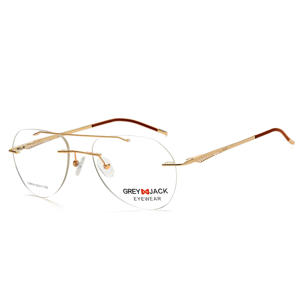 GREY JACK Pilot Rimless Metal Spectacle Frame for Men Women 9014 ...