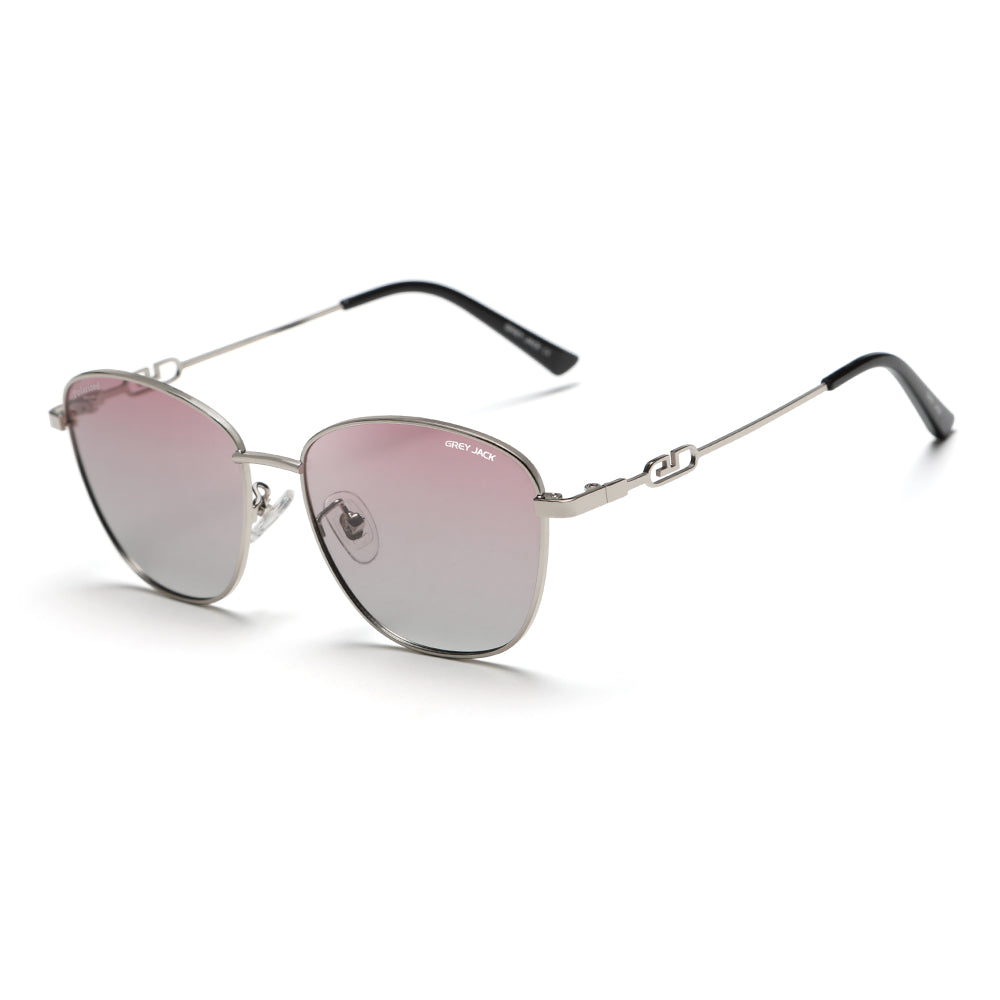 GREY JACK Stylish Cat-eye Metal Full Frame Polarized Sunglasses for Wo ...